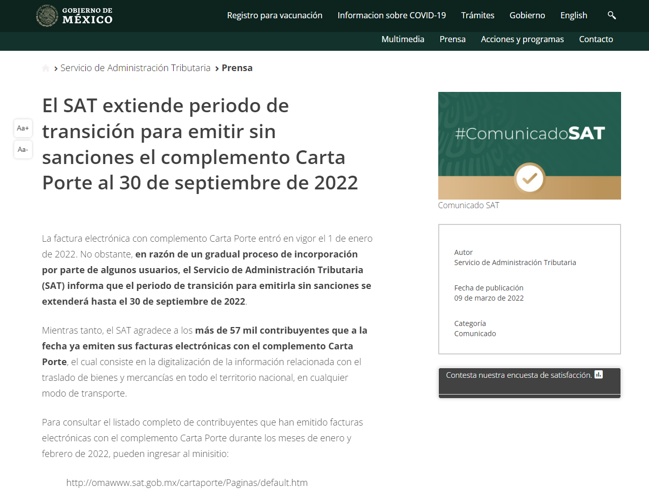 [09 Marzo 2022] Nuevo plazo para emitir carta porte sin sanciones ...